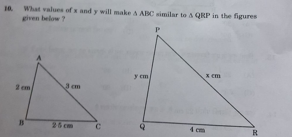 10. What values of x and y will make $ ABC$ | StudyX