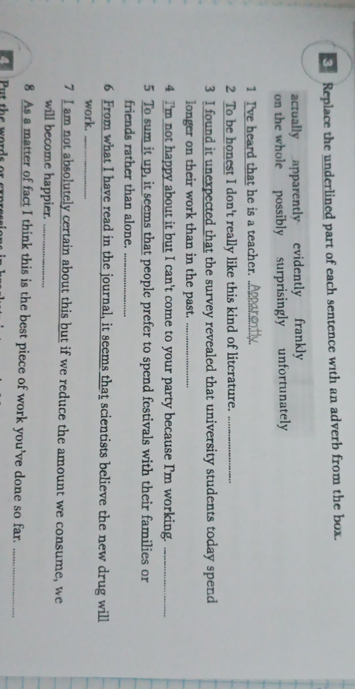 3 Replace the underlined part of each | StudyX