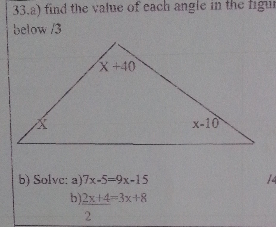 33. a) find the value of each angle in the | StudyX