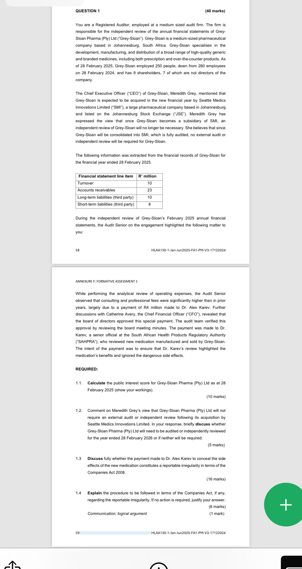 QUESTION 1 (40 marks) You are a Registered | StudyX