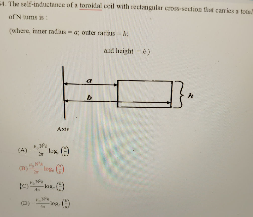 54. The self-inductance of a toroidal coil | StudyX
