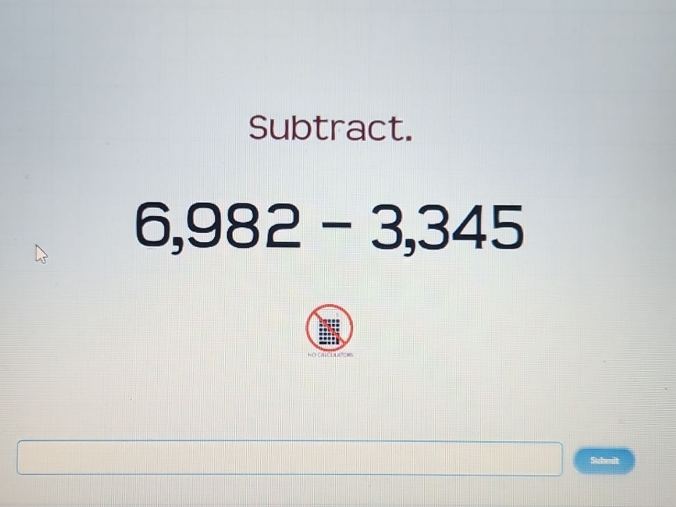 Subtract 6,982 - 3,345 | StudyX