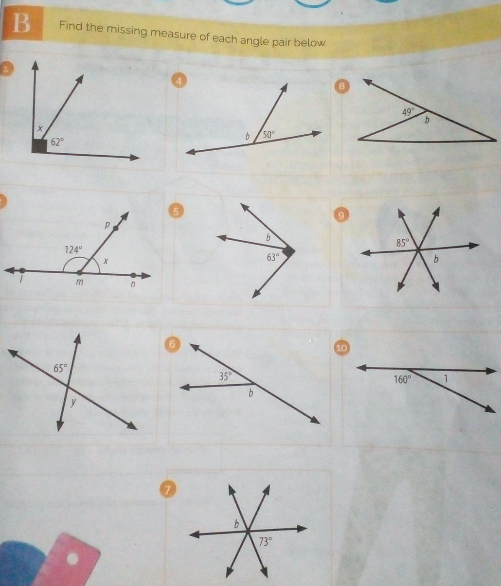Find the missing measure of each angle pair | StudyX