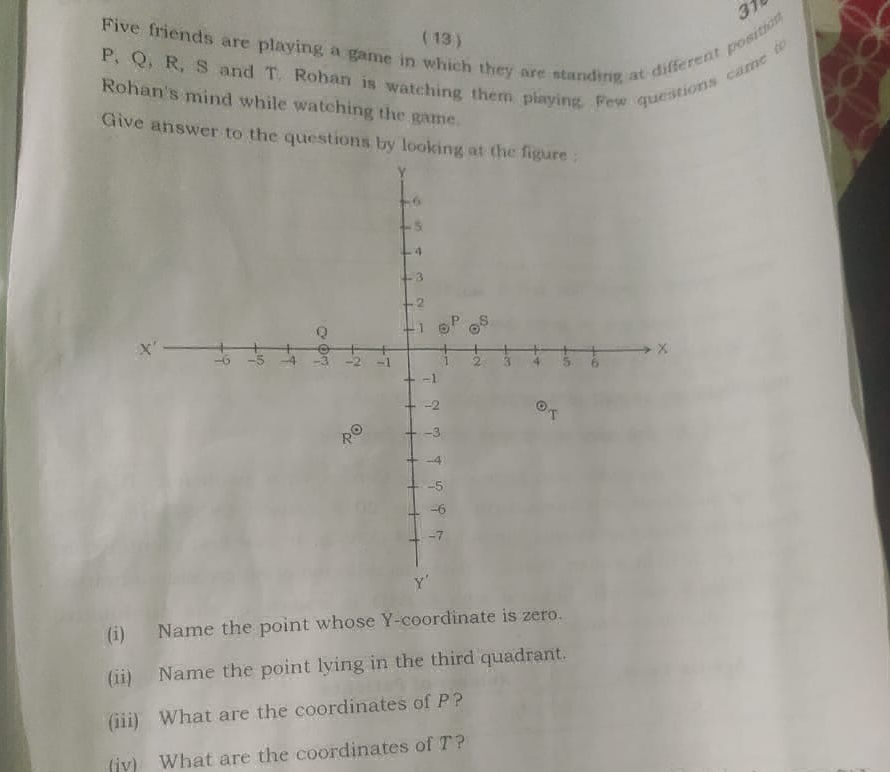 (i) Name the point whose Y-coordinate is | StudyX