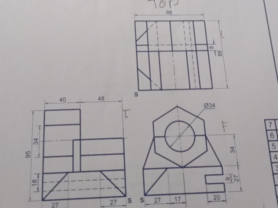 The image shows a 2D orthographic projection | StudyX