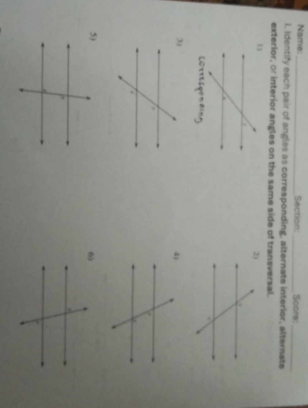 Name: Section: Score: 1. Identify each pair | StudyX