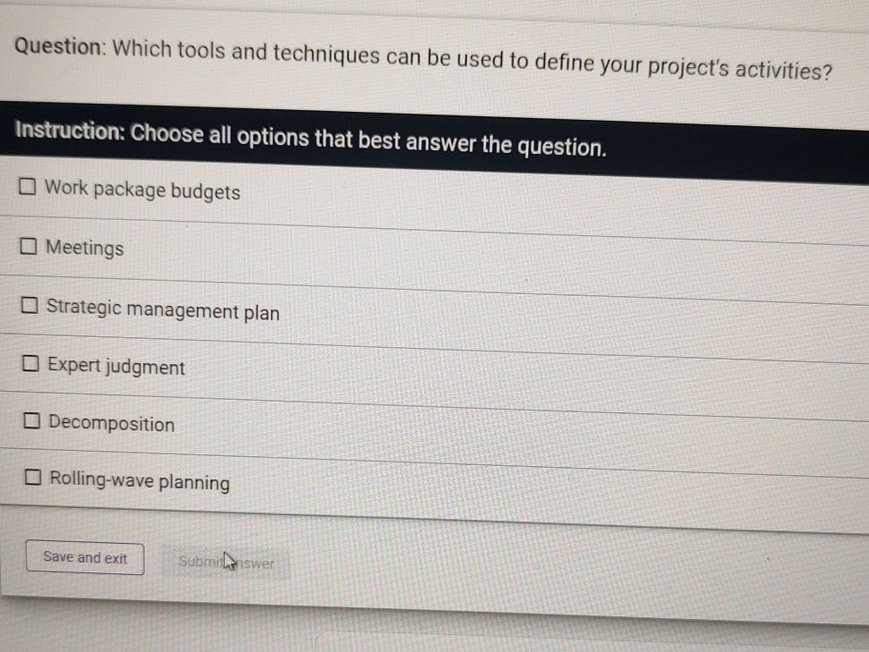 Question: Which tools and techniques can be | StudyX