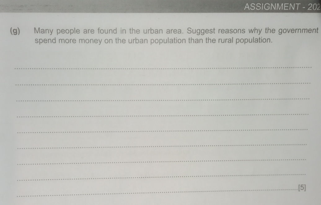 (g) Many people are found in the urban area. | StudyX