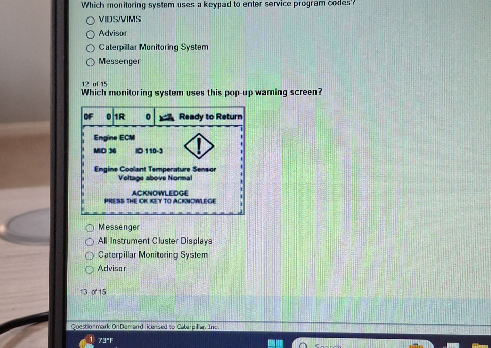Which monitoring system uses a keypad to | StudyX