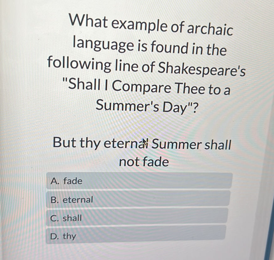 What example of archaic language is found in | StudyX