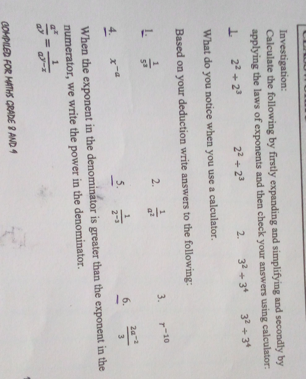 Investigation: Calculate the following by | StudyX