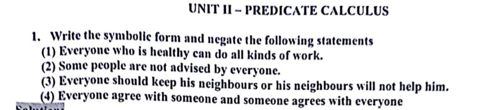 1. Write the symbolic form and negate the | StudyX