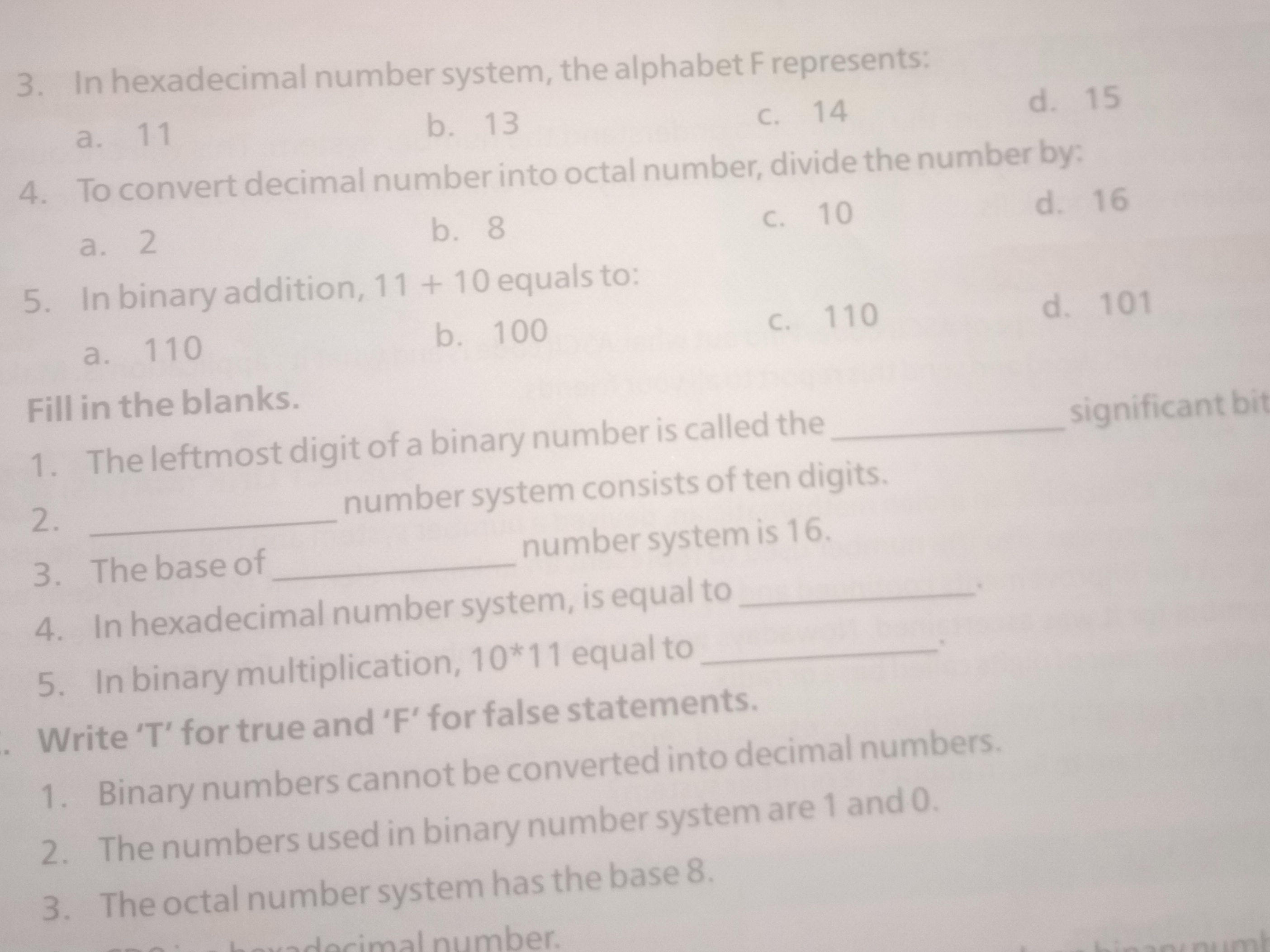 3. In hexadecimal number system, the | StudyX