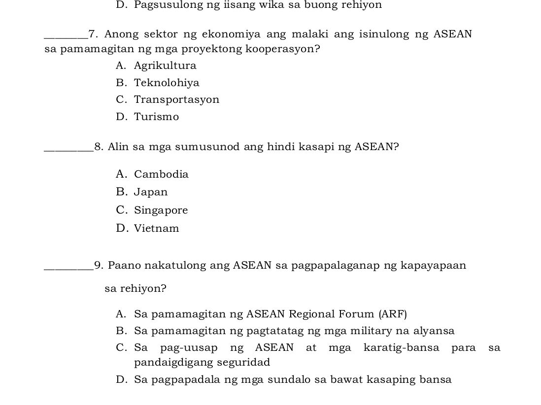 7. Anong sektor ng ekonomiya ang malaki ang | StudyX