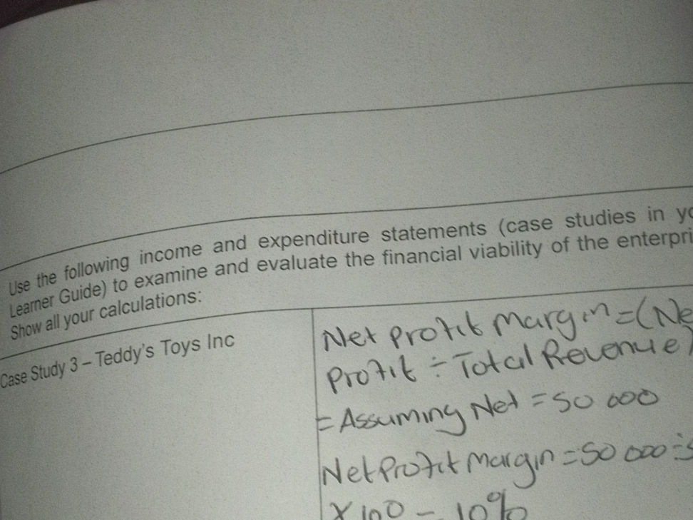 Use the following income and expenditure | StudyX