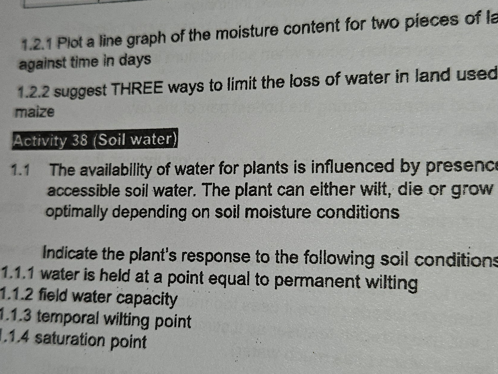 1.2.1 Plot a line graph of the moisture | StudyX