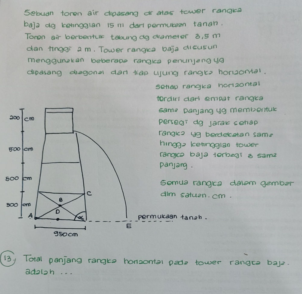 Sebuah toren air dipasang di atas tower | StudyX