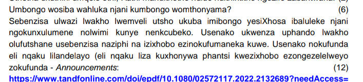 Umbongo wosiba wahluka njani kumbongo | StudyX