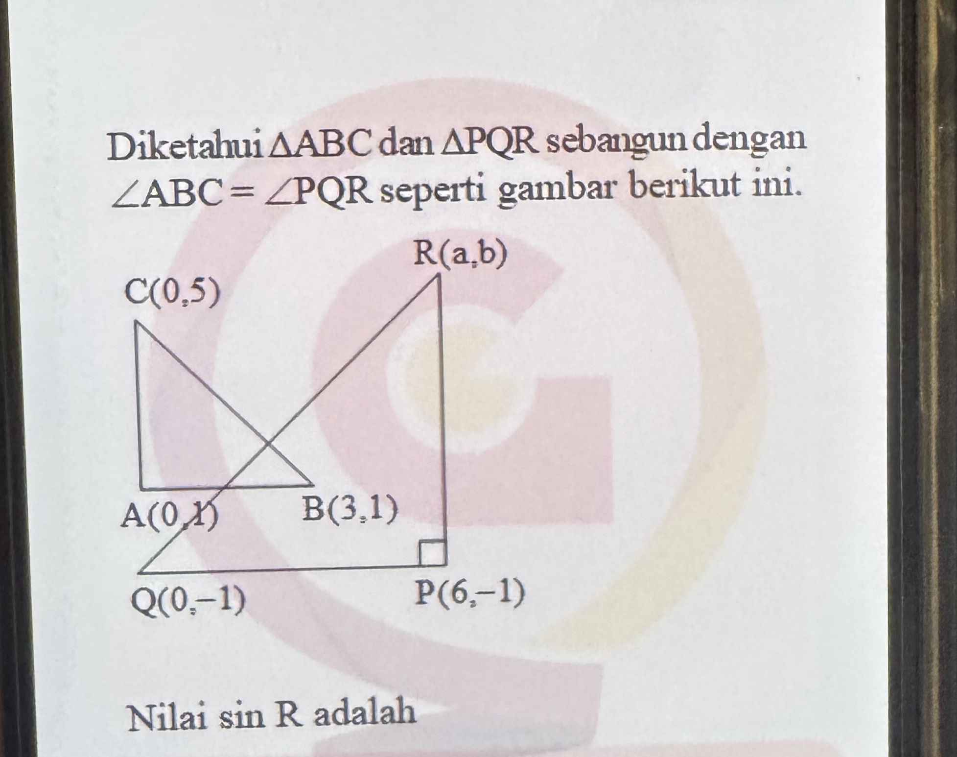 Diketahui $ ABC$ dan $ PQR$ sebangun | StudyX