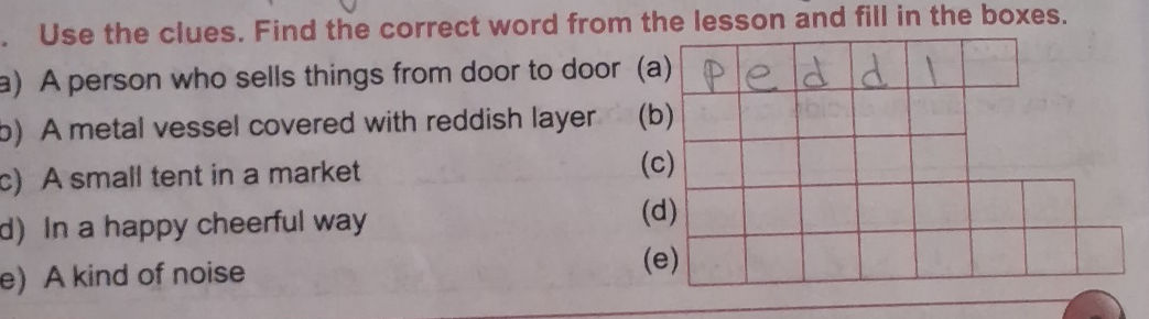 Use the clues. Find the correct word from | StudyX