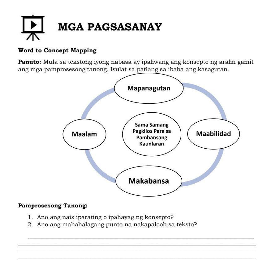 Word to Concept Mapping Panuto: Mula sa | StudyX