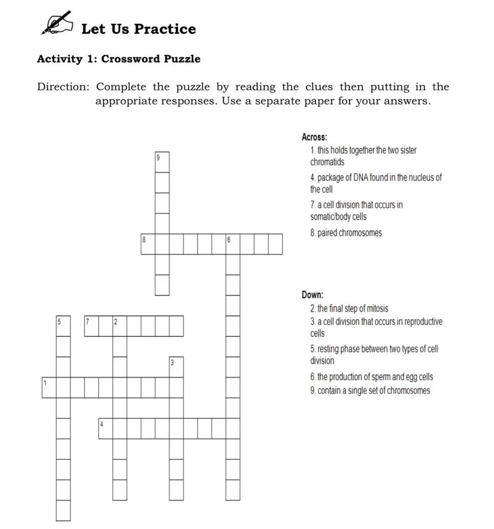 Activity 1: Crossword Puzzle Direction: | StudyX