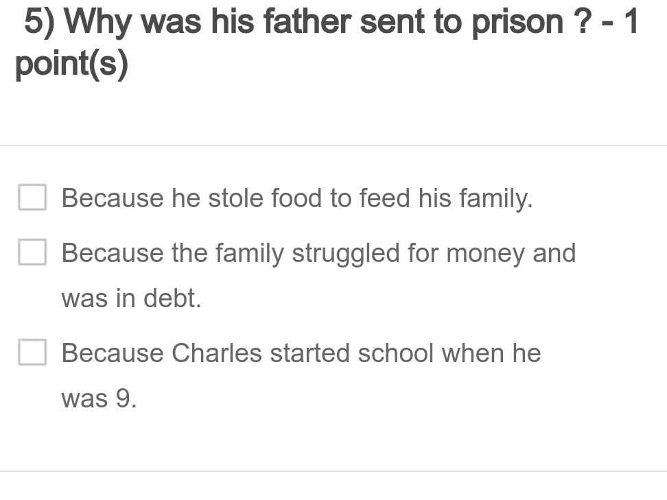 5) Why was his father sent to prison ? - 1 | StudyX