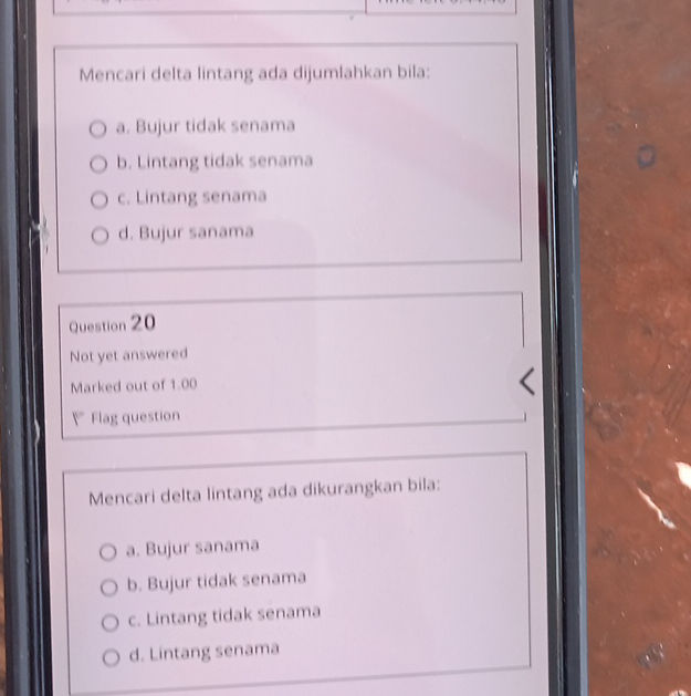 Mencari delta lintang ada dijumlahkan bila: | StudyX