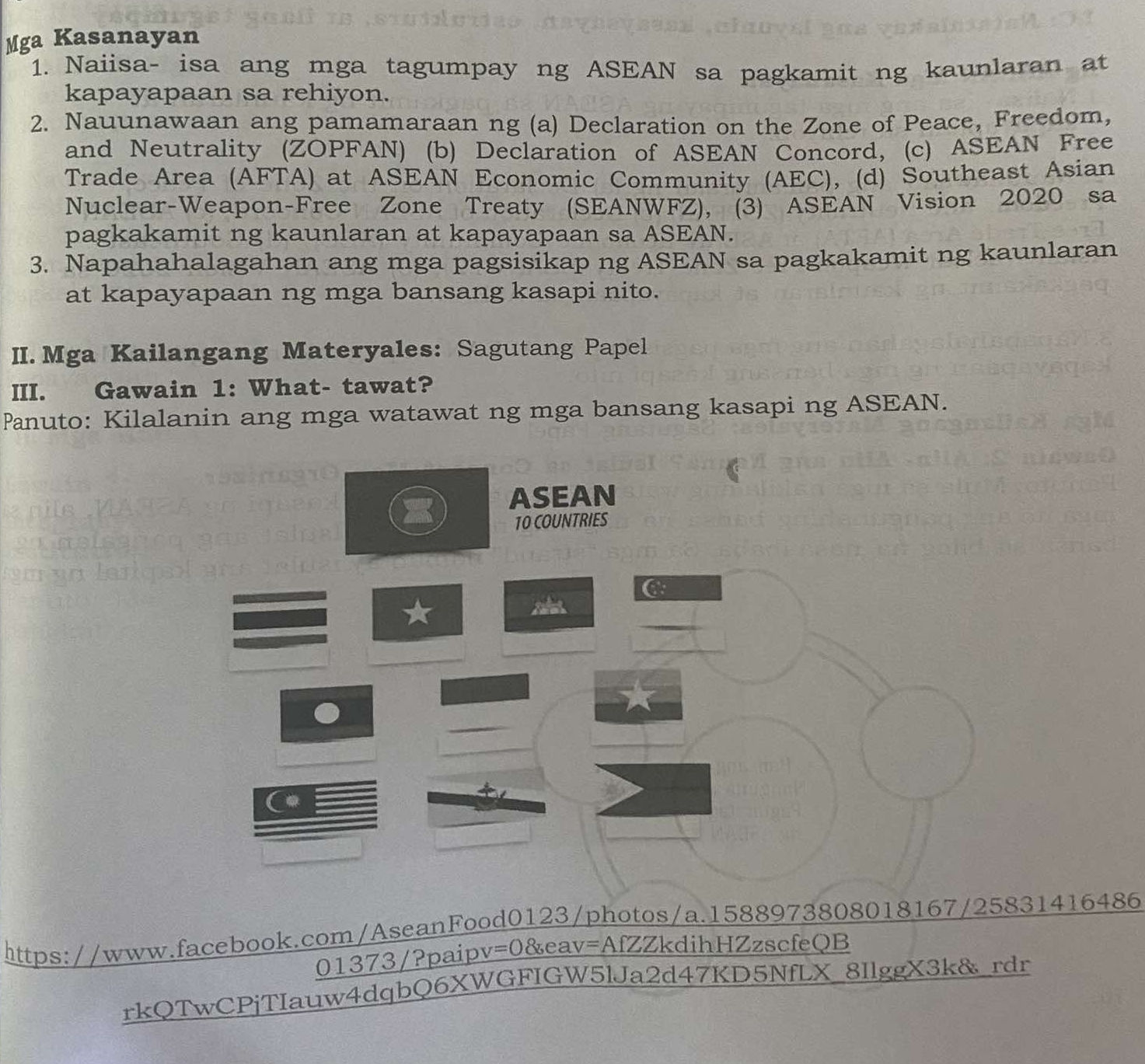 Mga Kasanayan 1. Naiisa- isa ang mga | StudyX