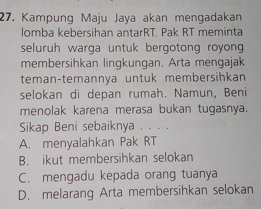 27. Kampung Maju Jaya akan mengadakan lomba | StudyX