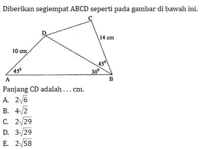 Diberikan segiempat ABCD seperti pada gambar | StudyX