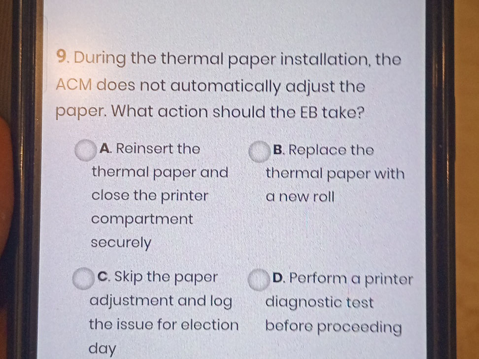 9. During the thermal paper installation, | StudyX