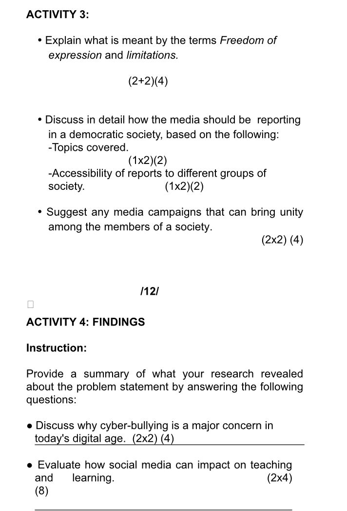 ACTIVITY 3: • Explain what is meant by the | StudyX
