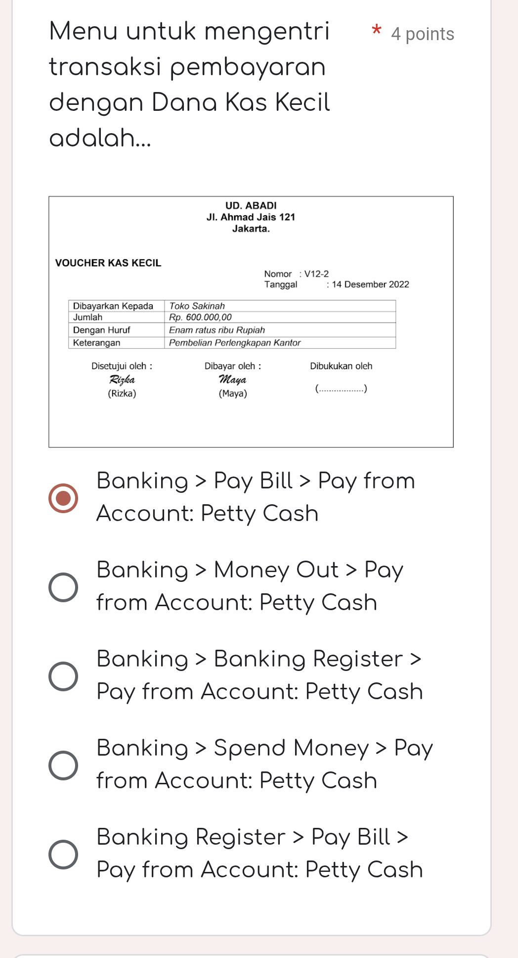 Menu untuk mengentri transaksi pembayaran | StudyX