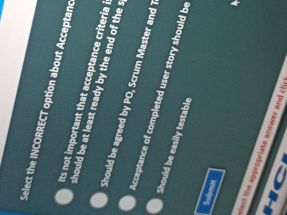 Select the INCORRECT option about Acceptance | StudyX