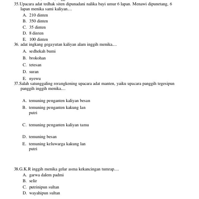 35. Upacara adat tedhak siten dipunadani | StudyX