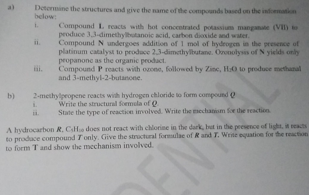 a) Determine the structures and give the | StudyX