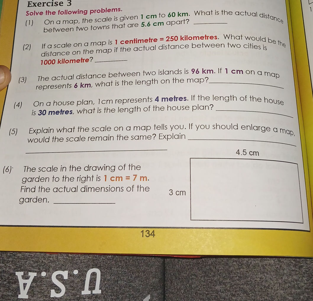 Solve the following problems. (1) On a map, | StudyX