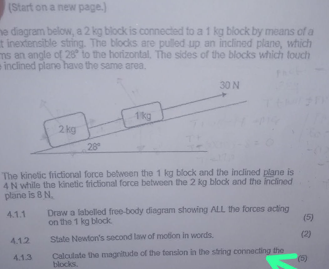 The diagram below, a 2 kg block is connected | StudyX