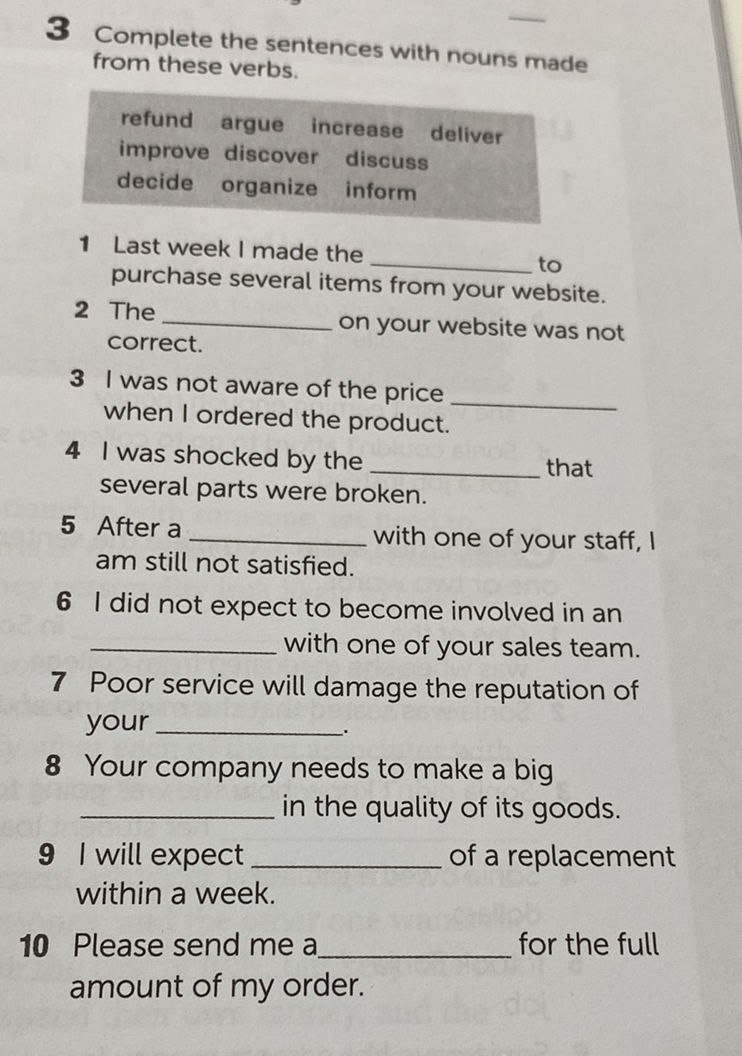 3 Complete the sentences with nouns made | StudyX