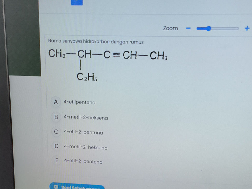 Nama senyawa hidrokarbon dengan rumus