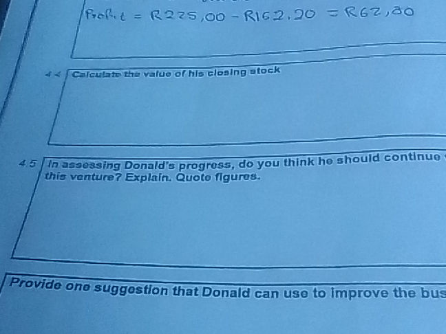 4. 4 Calculate the value of his closing | StudyX