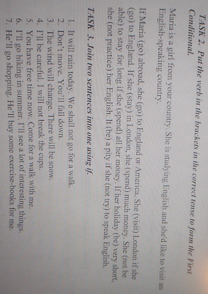 TASK 2. Put the verb in the brackets in the | StudyX