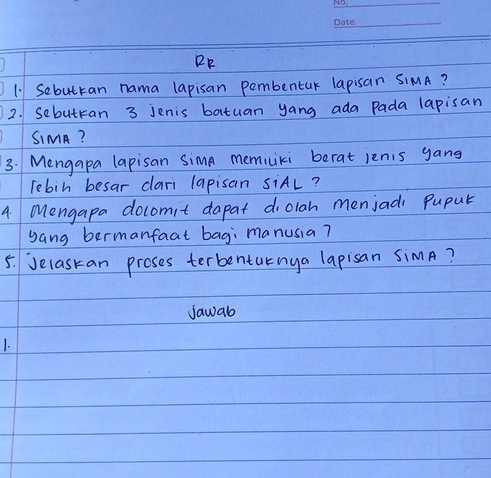 1. Sebutkan nama lapisan pembentuk lapisan | StudyX