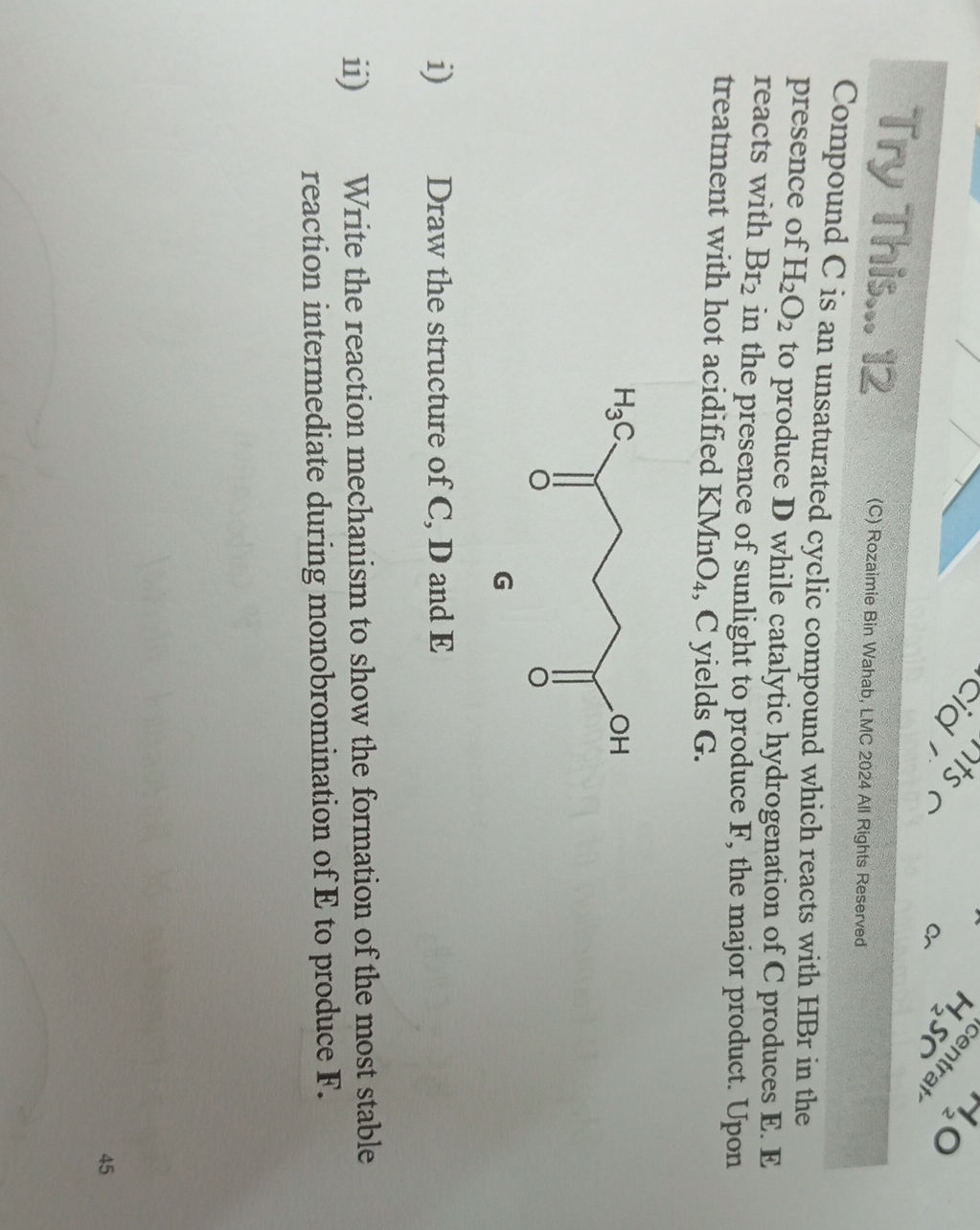 Compound C is an unsaturated cyclic compound | StudyX