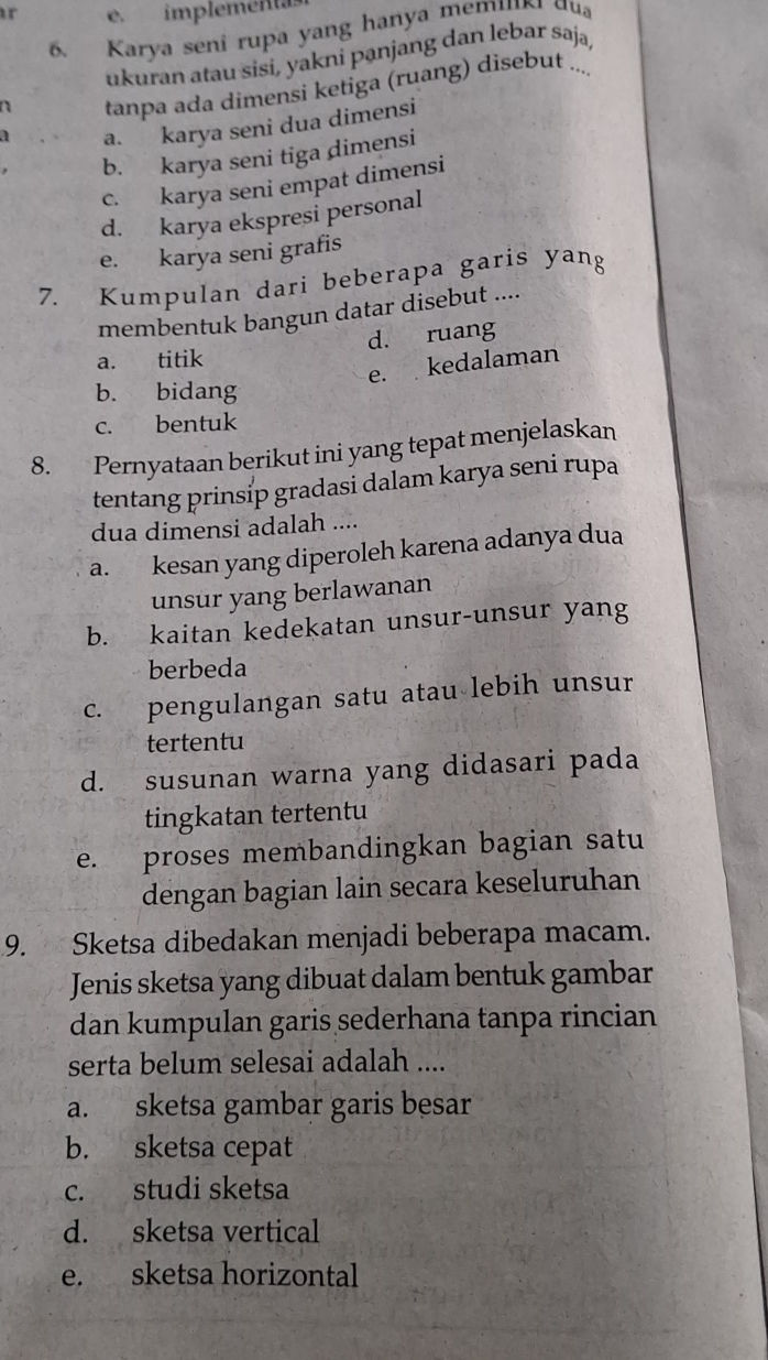 6. Karya seni rupa yang hanya memiliki | StudyX