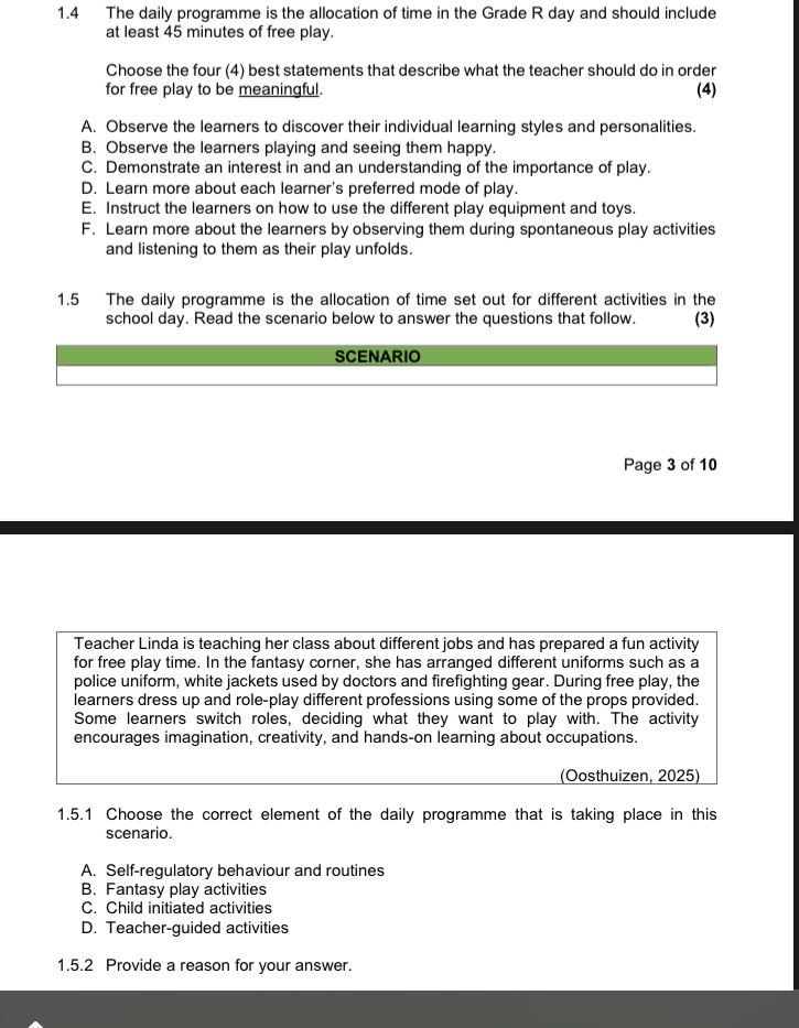 1.4 The daily programme is the allocation of | StudyX