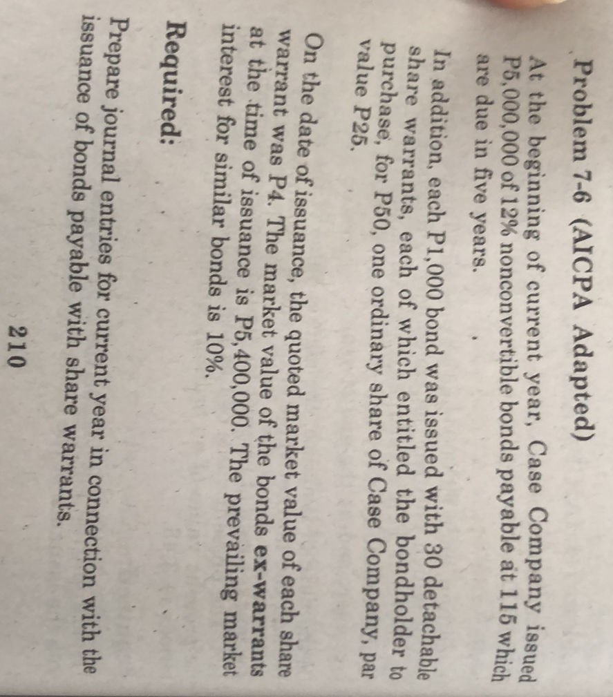 Problem 7-6 (AICPA Adapted) At the | StudyX