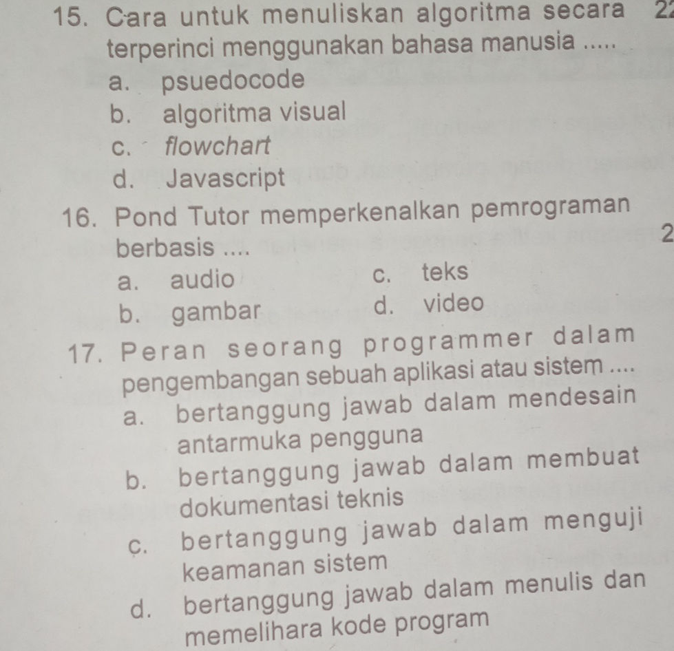 15. Cara untuk menuliskan algoritma secara | StudyX