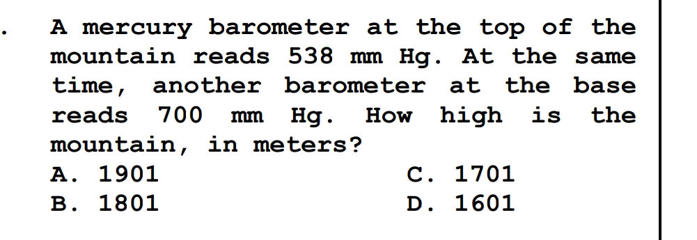 A mercury barometer at the top of the